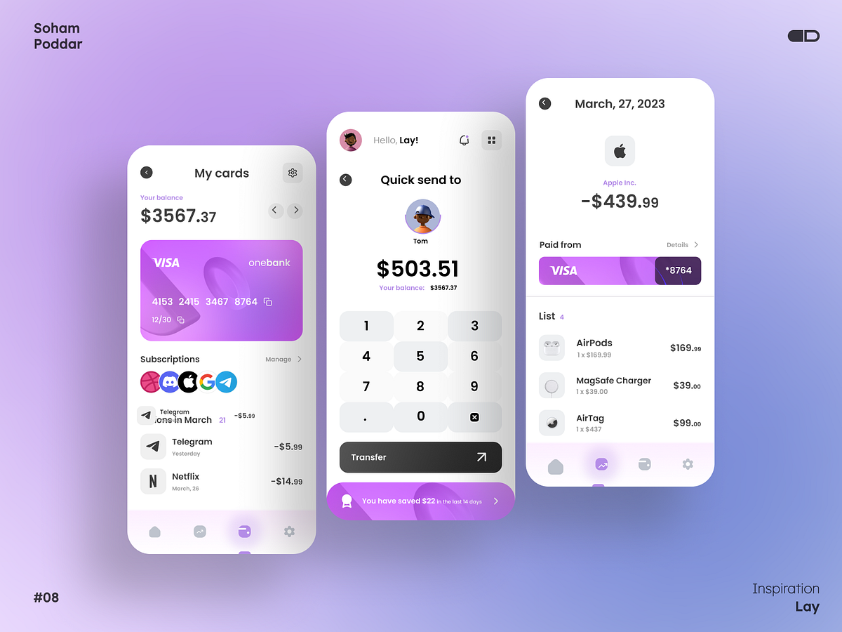 Online Banking App Concept by Soham Poddar on Dribbble