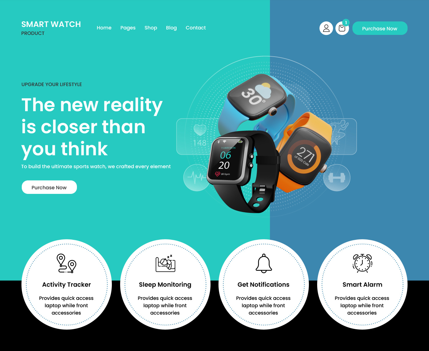Smartwatch Product Landing Page UI by WebDesk Solution on Dribbble