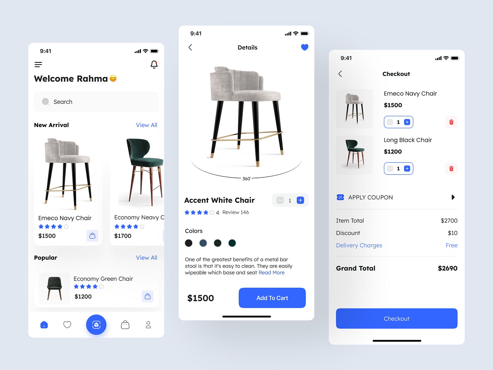 E-commerce Chairs Mobile App design: iOS Android ux ui designer by ...
