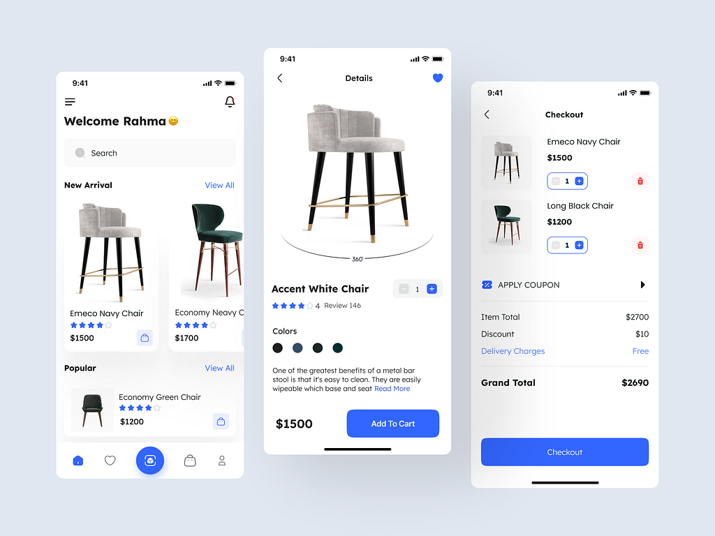E-commerce Chairs Mobile App design: iOS Android ux ui designer by ...