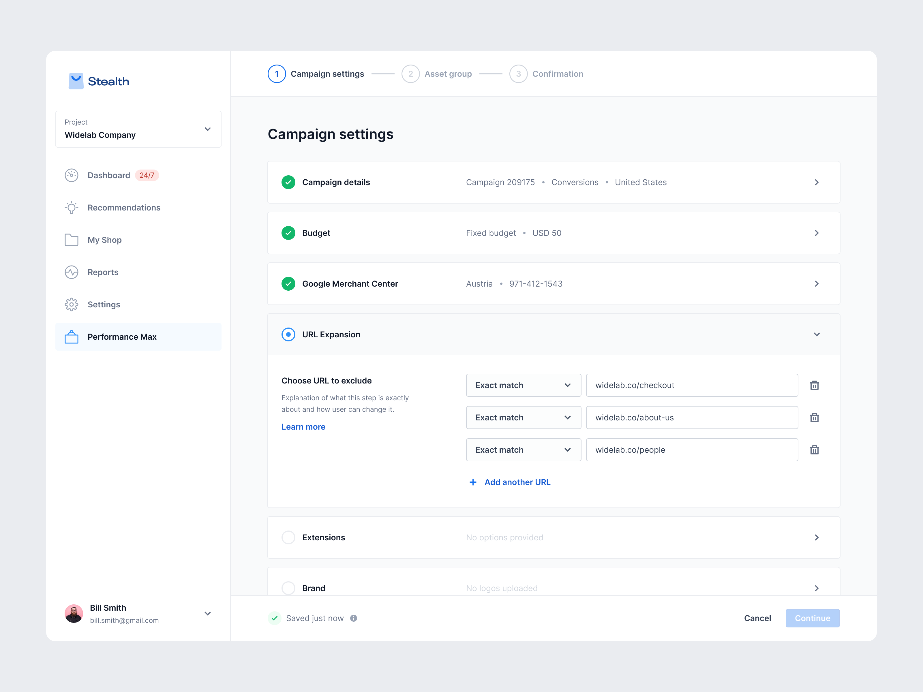 Campaign Creation Flow 2/3 by Mateusz Wozniak for widelab on Dribbble