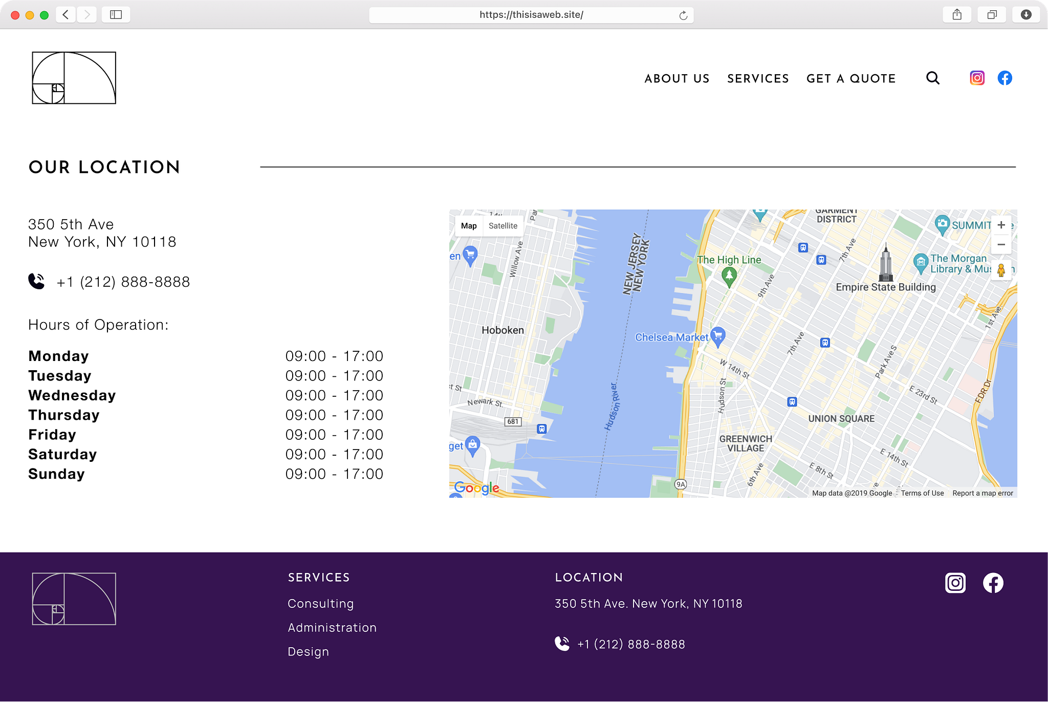 Location Section Contact Information Desktop Website UI Design by ...