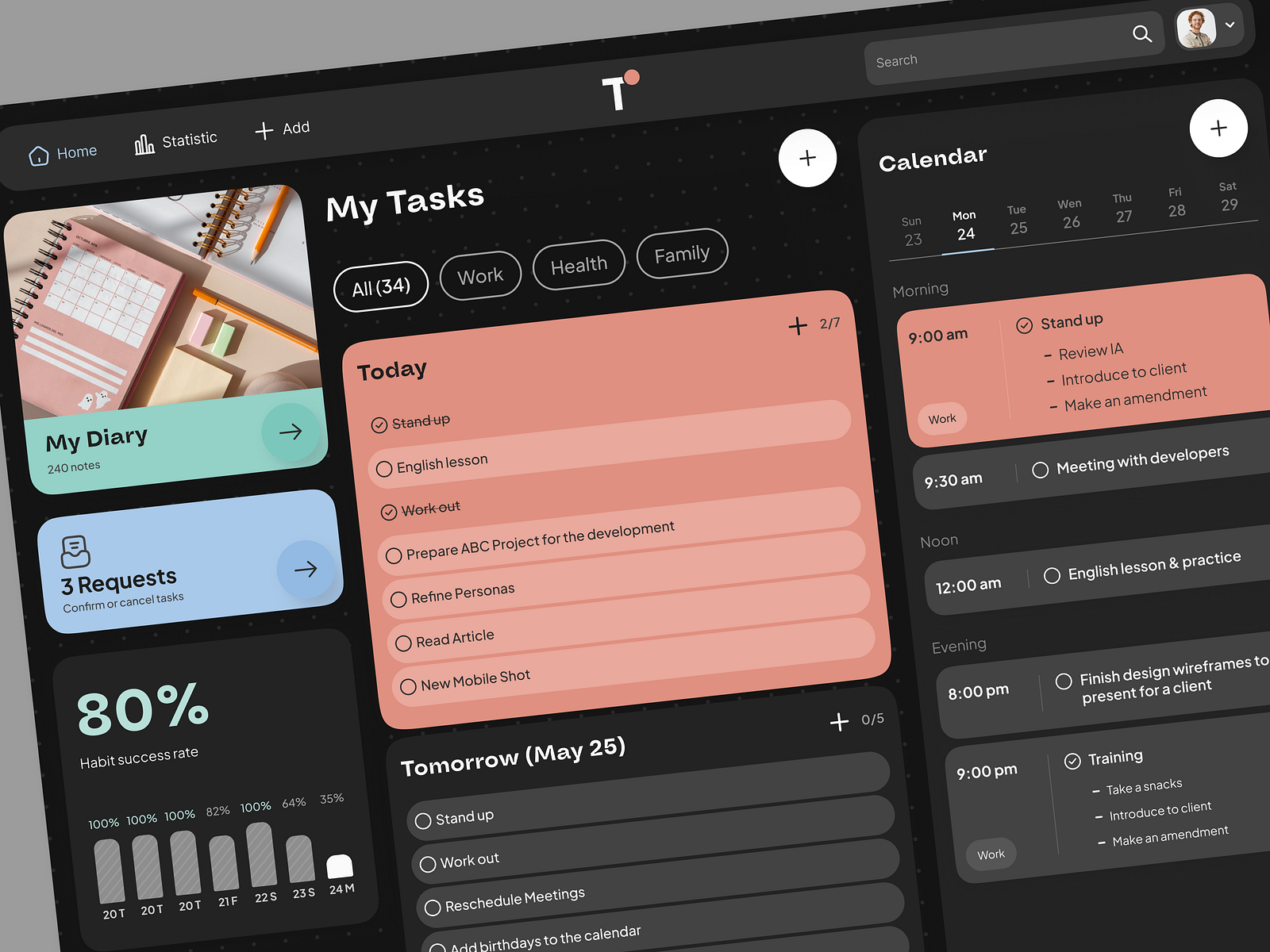 Productivity web app by K&Z Design on Dribbble