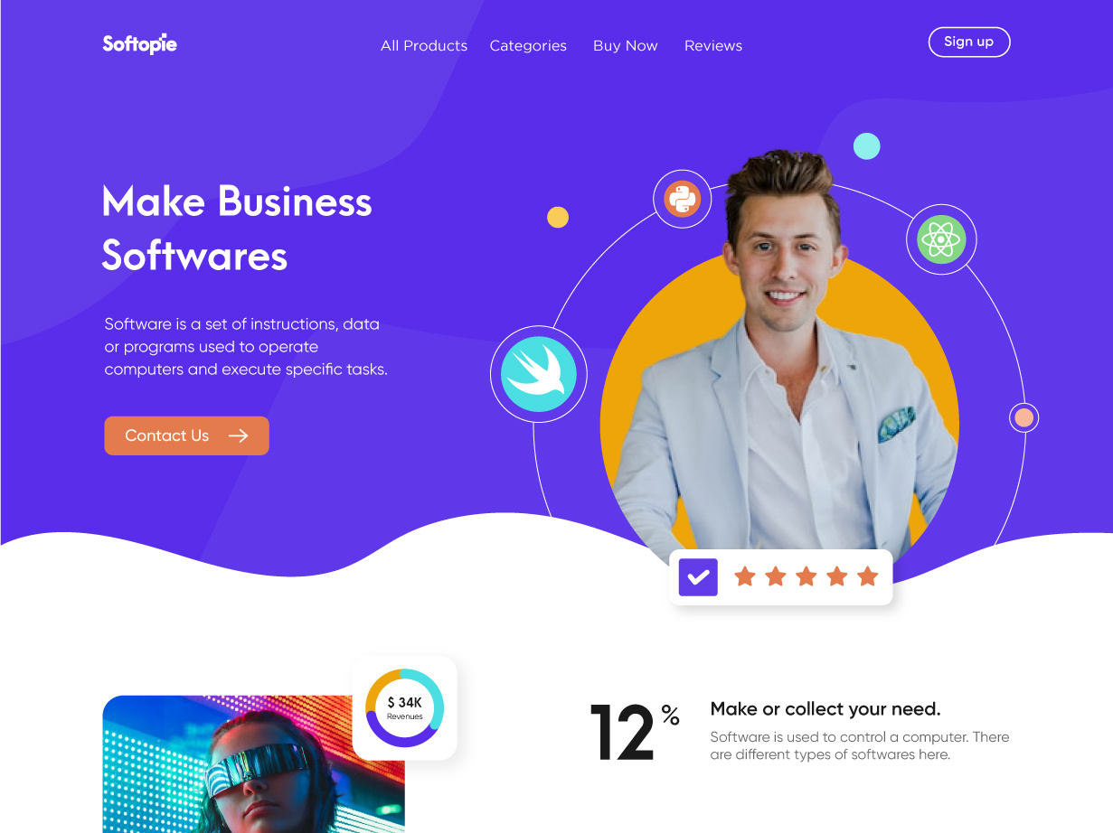 Softopie Landing Page UI design. by NUR (UX, UI, Brand & More) on Dribbble