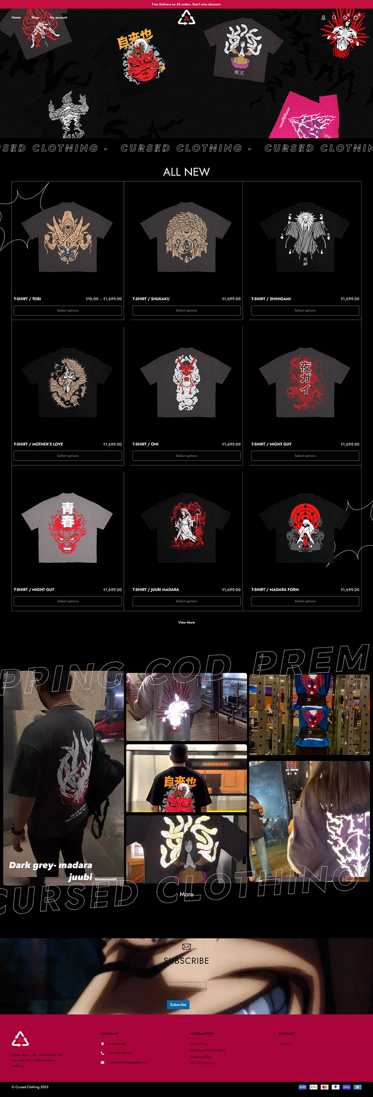 Cursed Clothing Anime Merchandise Website Design by Dasmesh Verma on ...