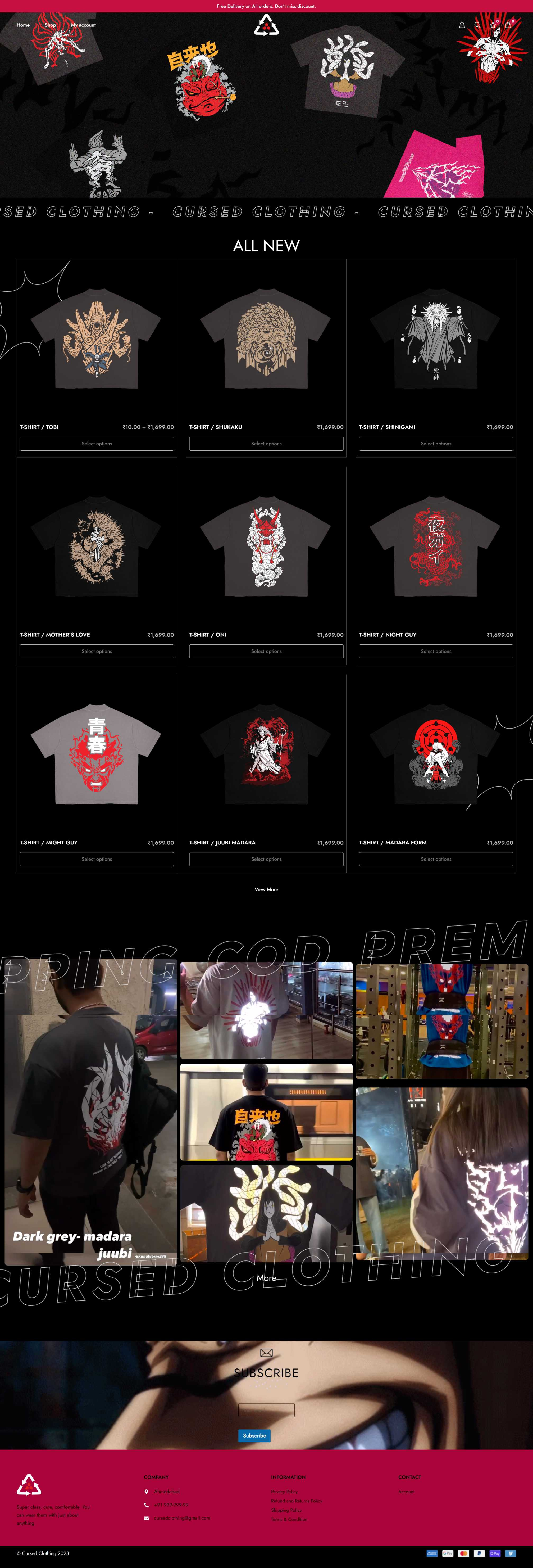 Cursed Clothing Anime Merchandise Website Design by Dasmesh Verma on ...