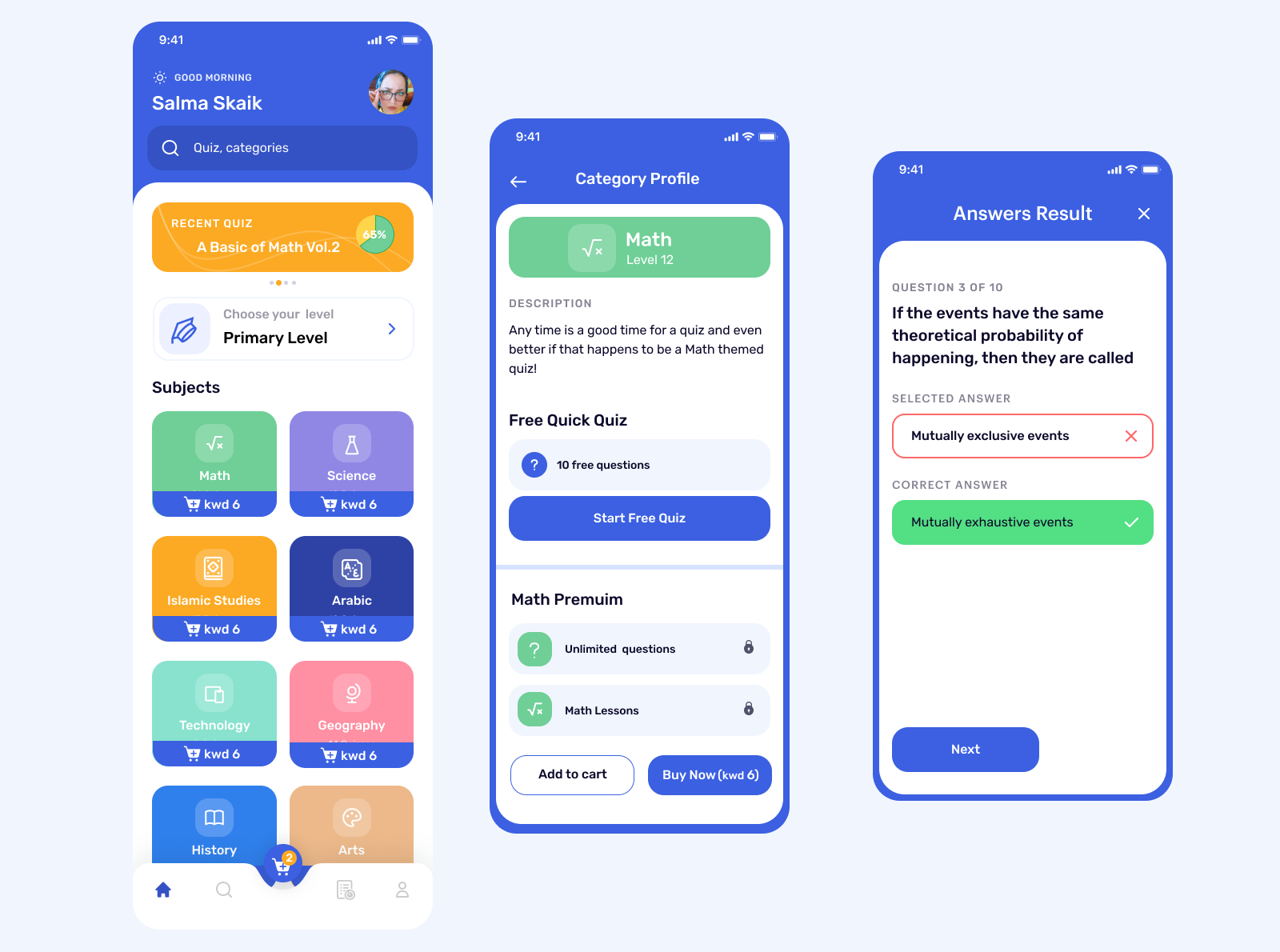 Quizme App by Salma Skaik on Dribbble