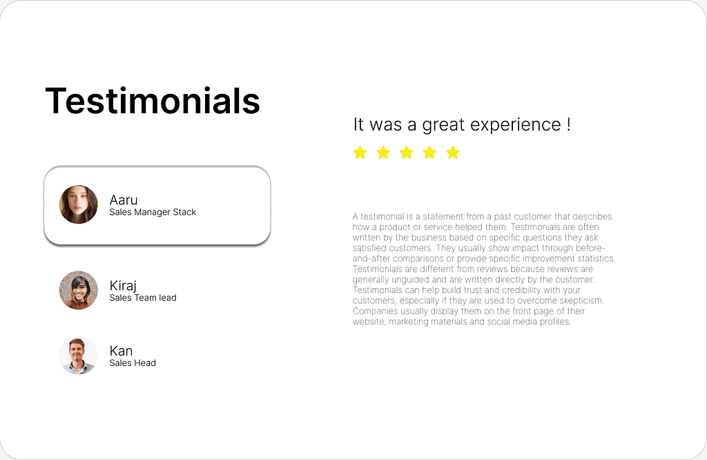 Testimonials by Rutuja Pimpalgaonkar on Dribbble