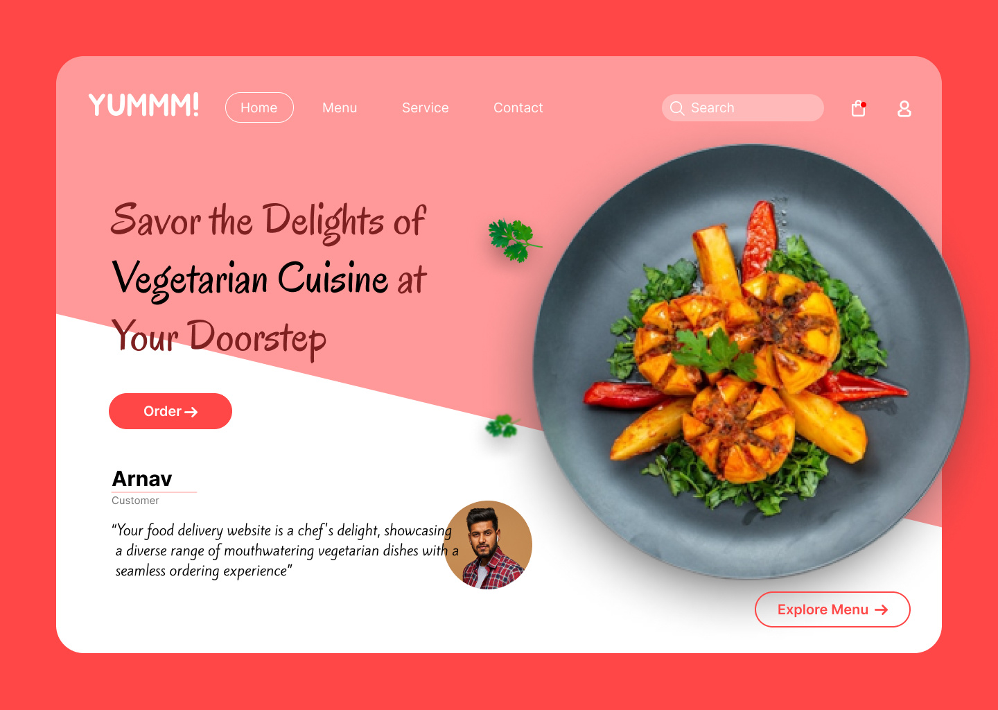 YUMMM! Food Landing Page by Gokul Roy on Dribbble