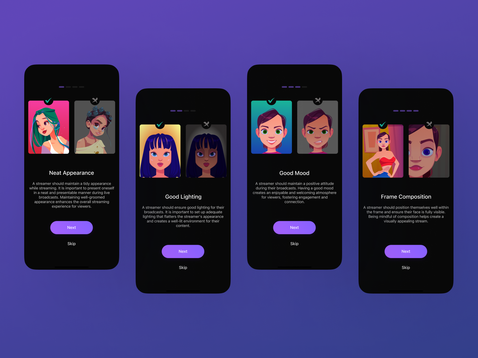 Onboarding for streamers by Maria Helman on Dribbble