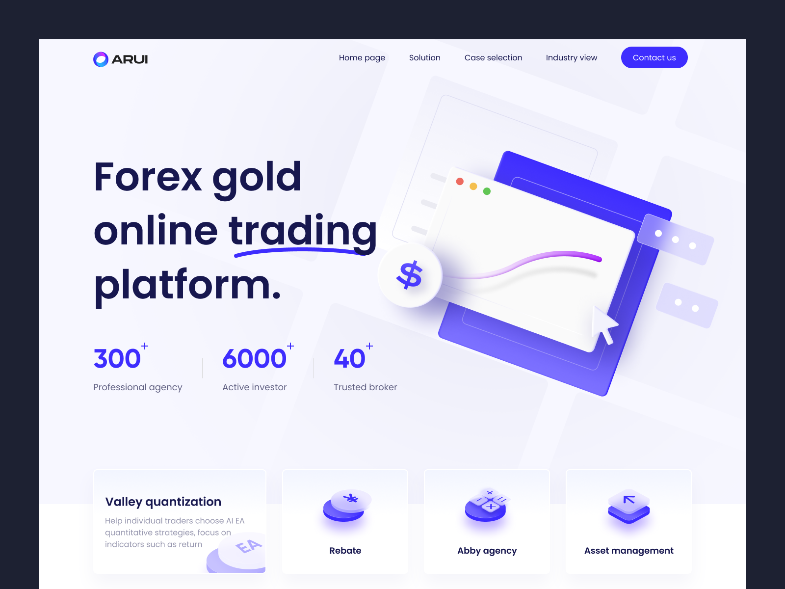 Trading platform official website design/homepage by ARUI on Dribbble