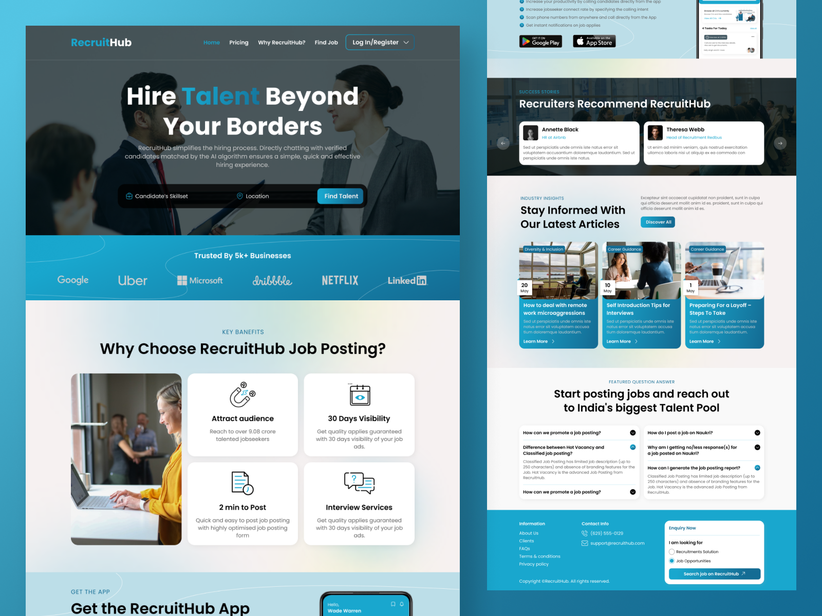 Talent Hiring Platform Landing Page by Codeflash Infotech LLP on Dribbble