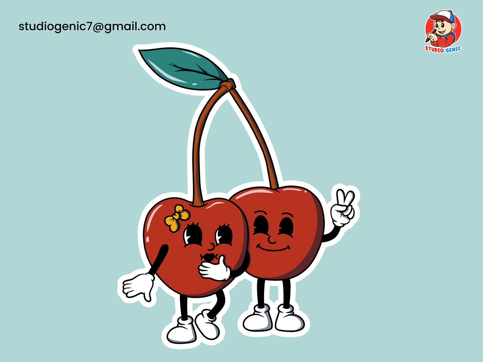 Retro cartoon logo - mascot illustration cherry retro logo by ...