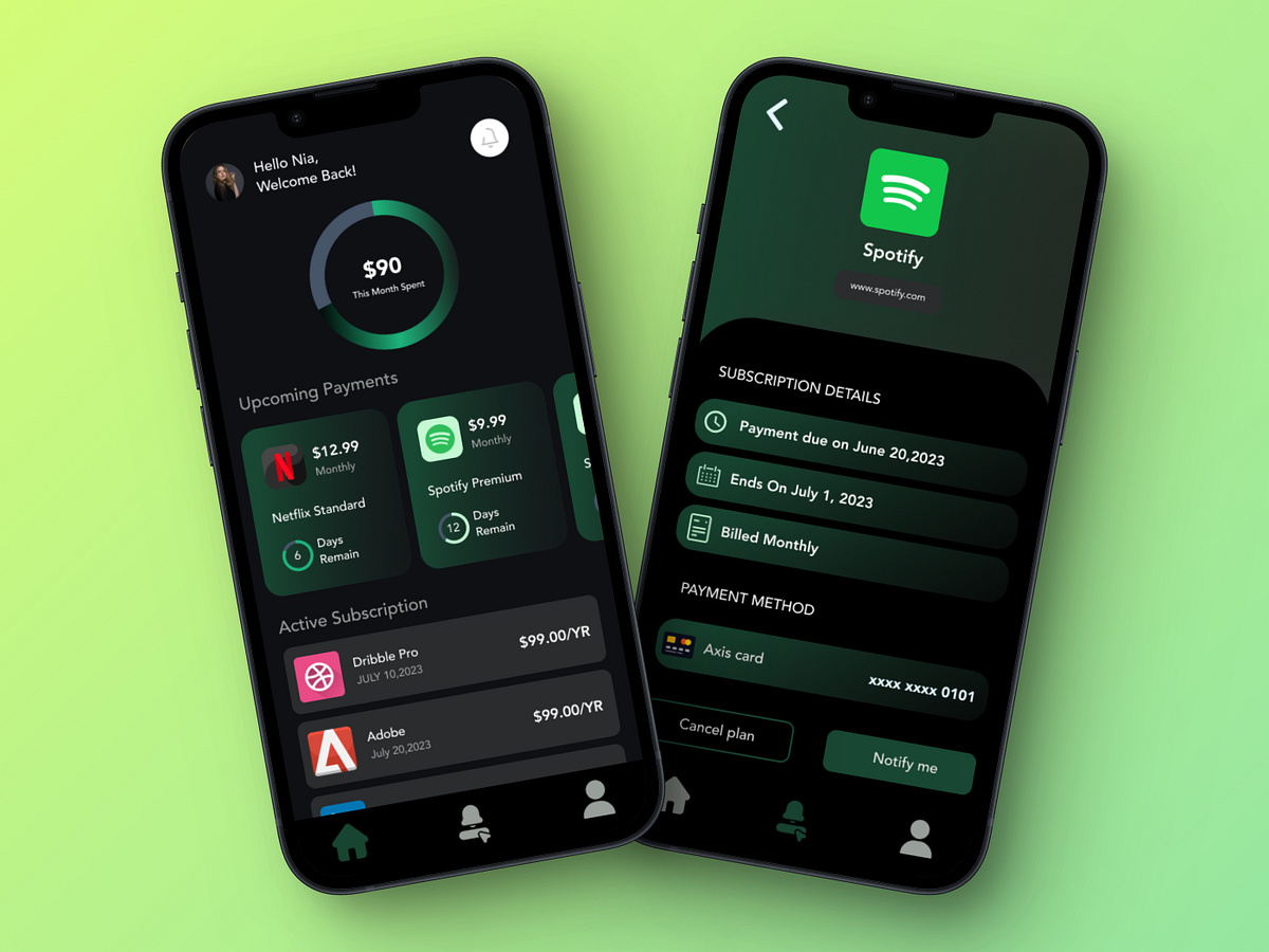 Mission 8 Subscription Management App Design Challenge by Ekta Gupta on ...
