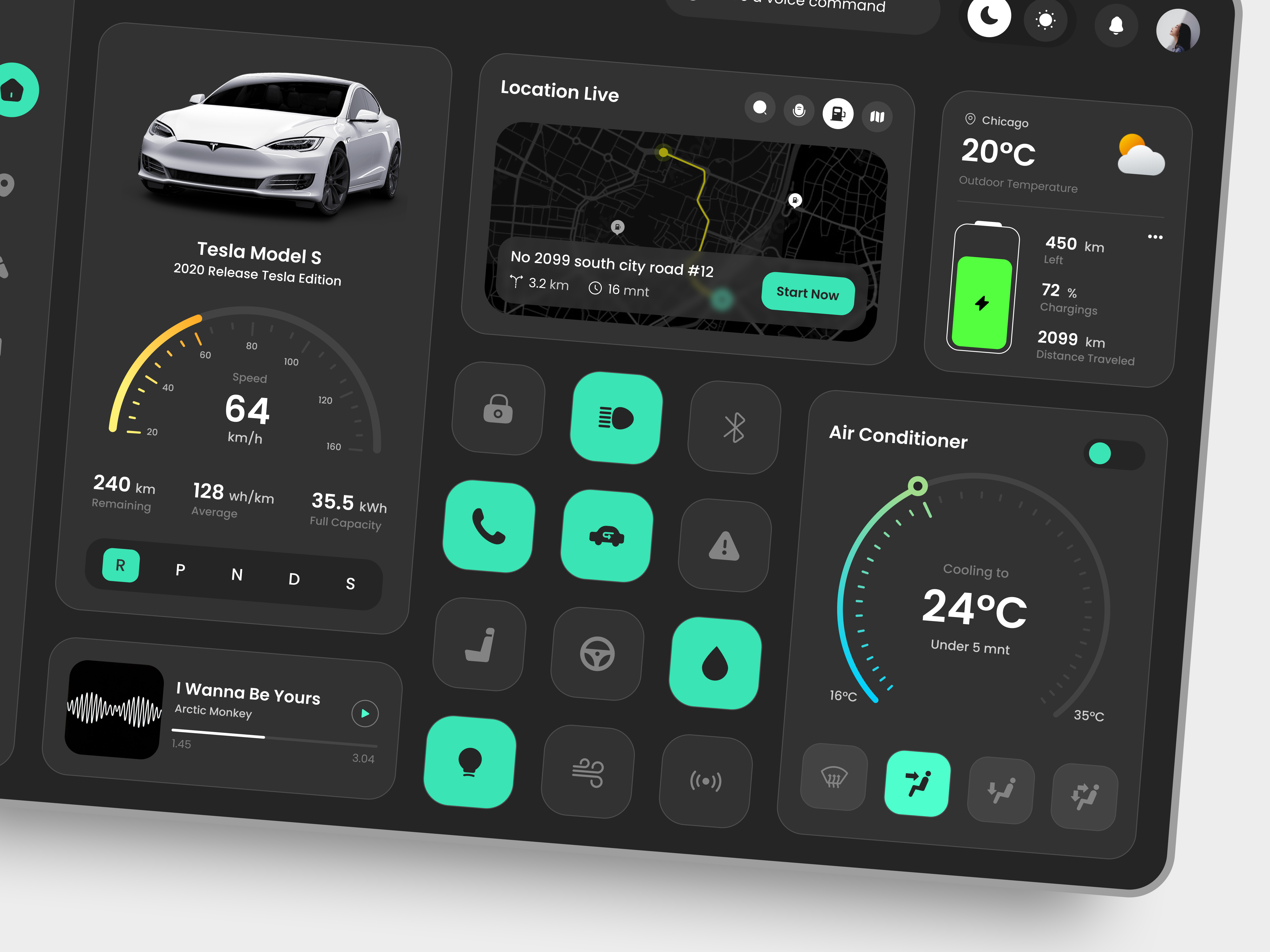Tesla - Tesla Car Dashboard by Checilona Zaneth for Nija Works on Dribbble