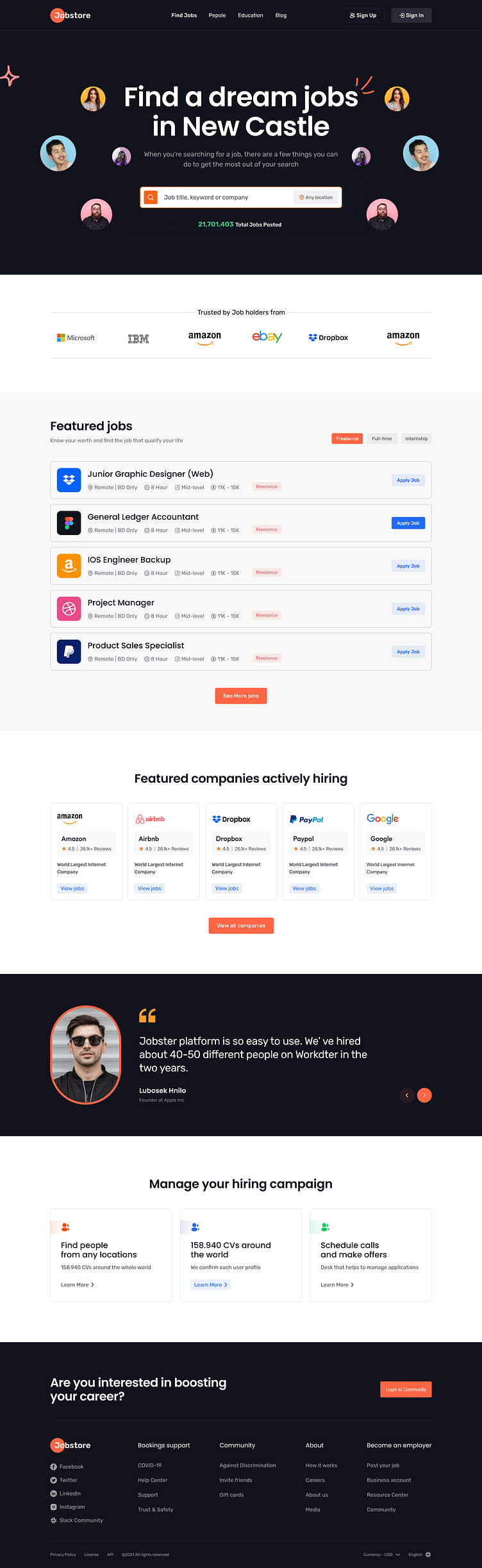 Jobstore -Job Finder Website Design by Shovon Mallick on Dribbble