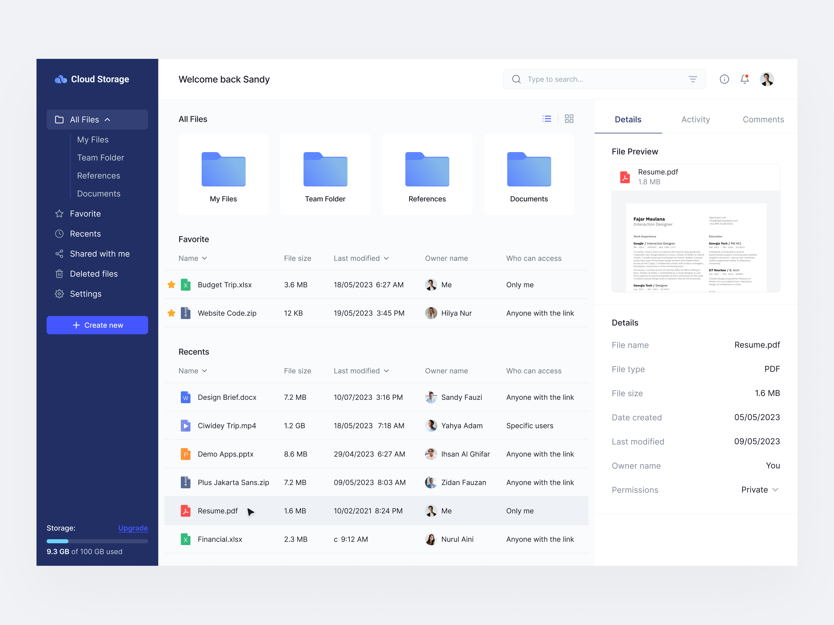 Cloud Storage - Dashboard by Nenden Dipa for Dipa Inhouse on Dribbble