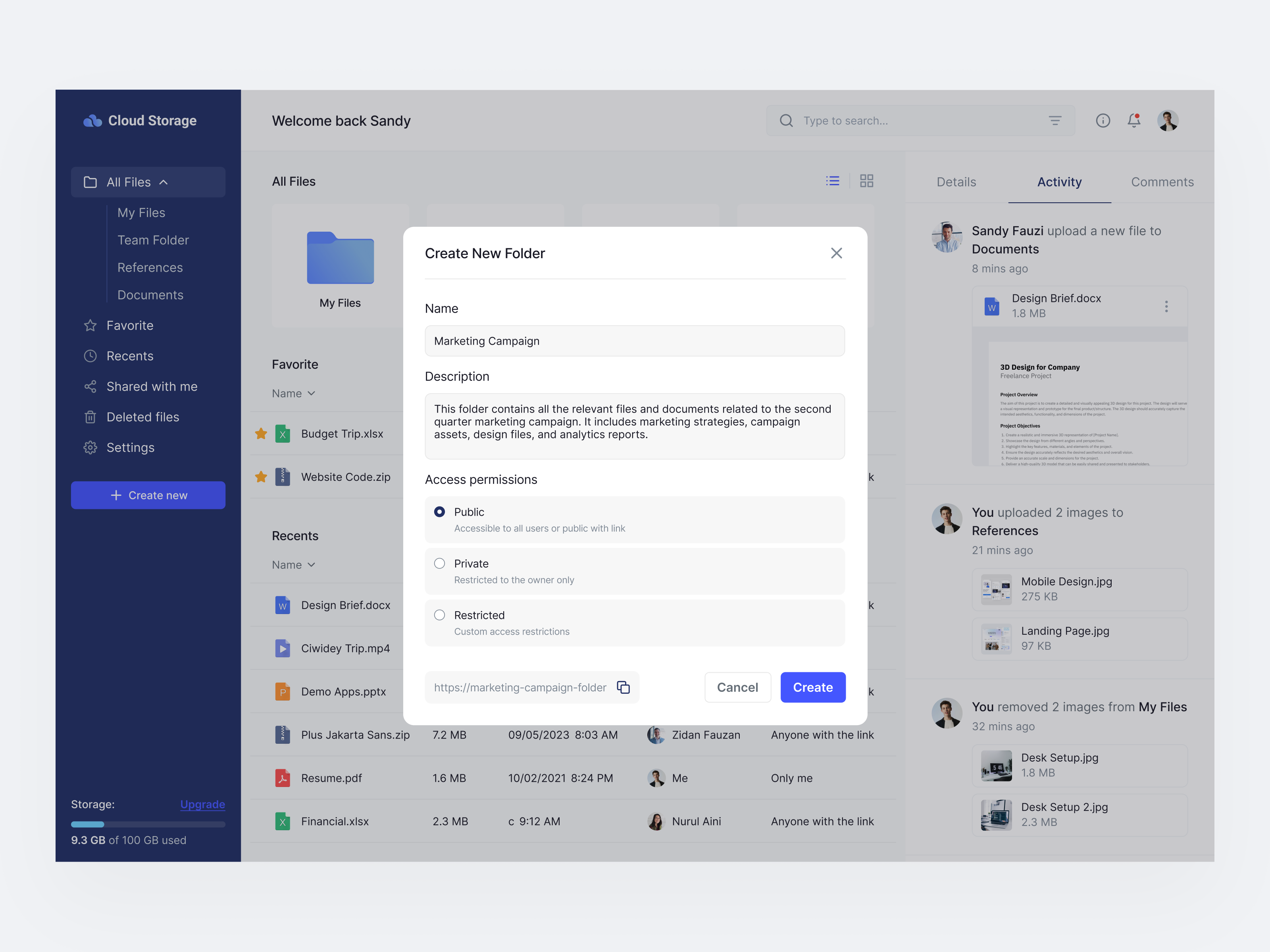 Cloud Storage - Dashboard by Nenden Dipa for Dipa Inhouse on Dribbble