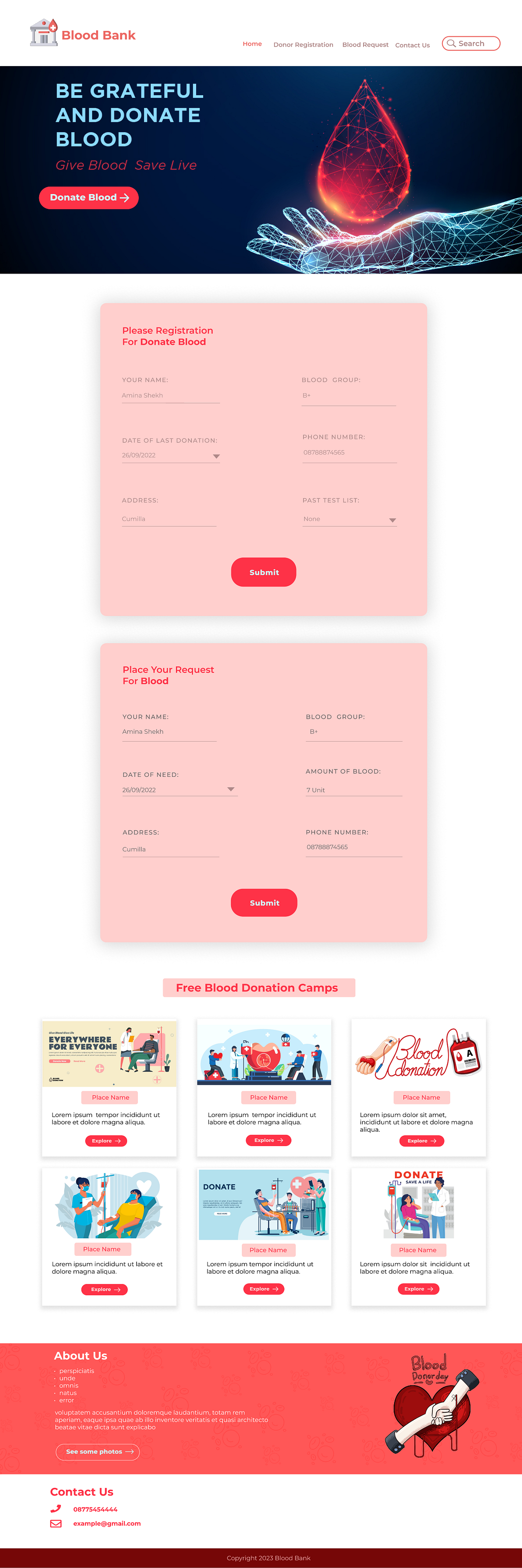 Blood Bank Website by Amina Shekh on Dribbble
