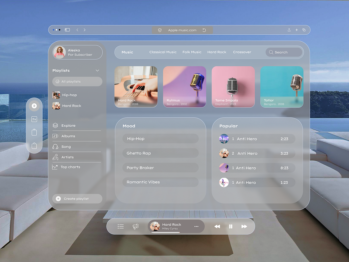 Music Apple Vision Pro: UI Design Exploration by Jonaed-ui on Dribbble