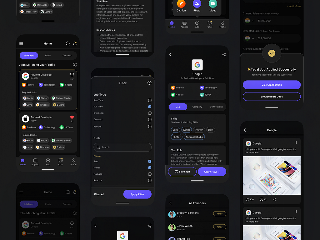 Job board flow by Siraj Dhanani on Dribbble