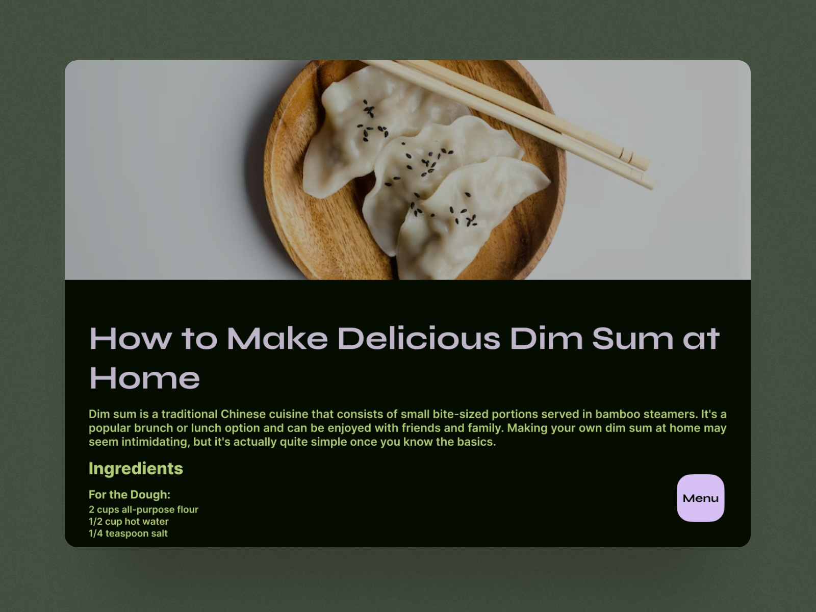 Recipe Ui Design - Ui040 by Kishin Madhwani on Dribbble