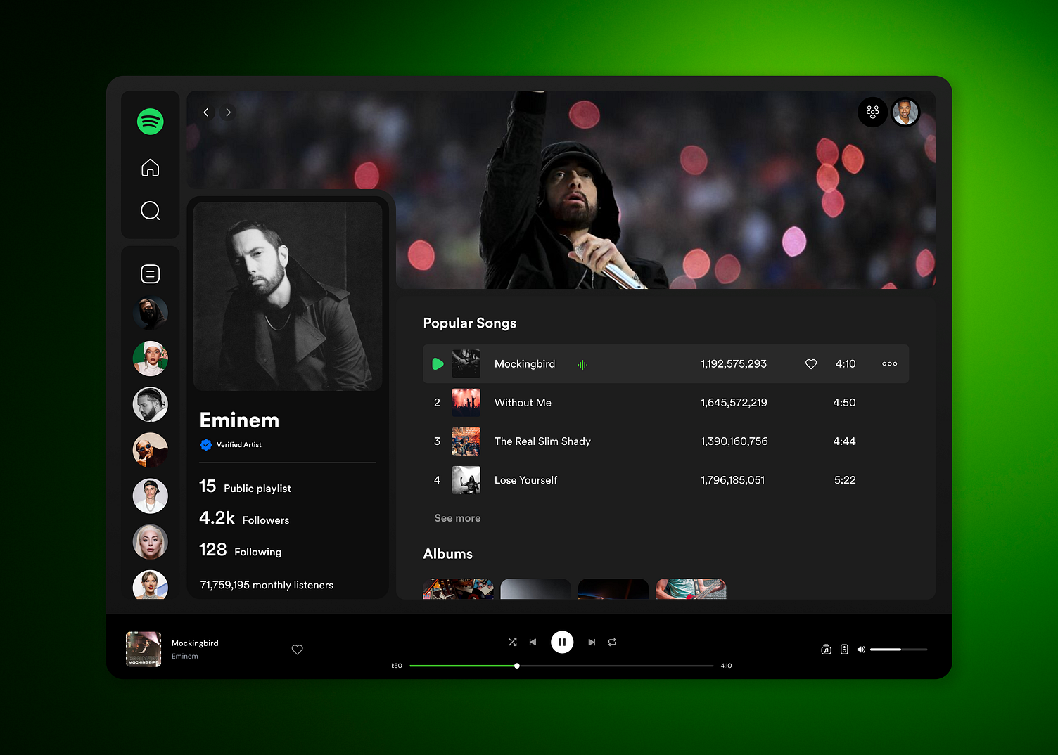 Spotify Artist Page Ui Concept by Nidin George on Dribbble