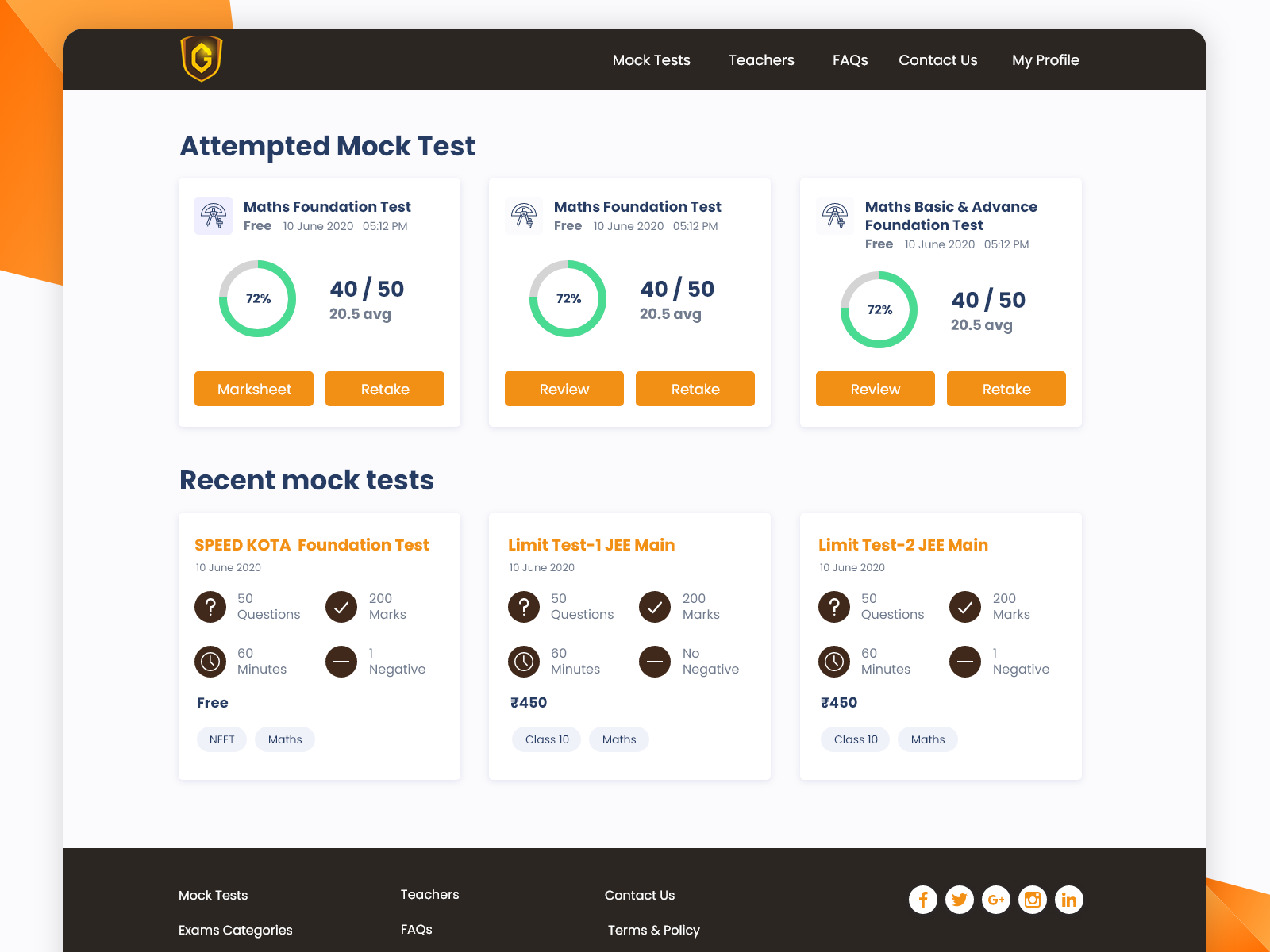 Mock Test Website by Kalpesh Chhowala on Dribbble