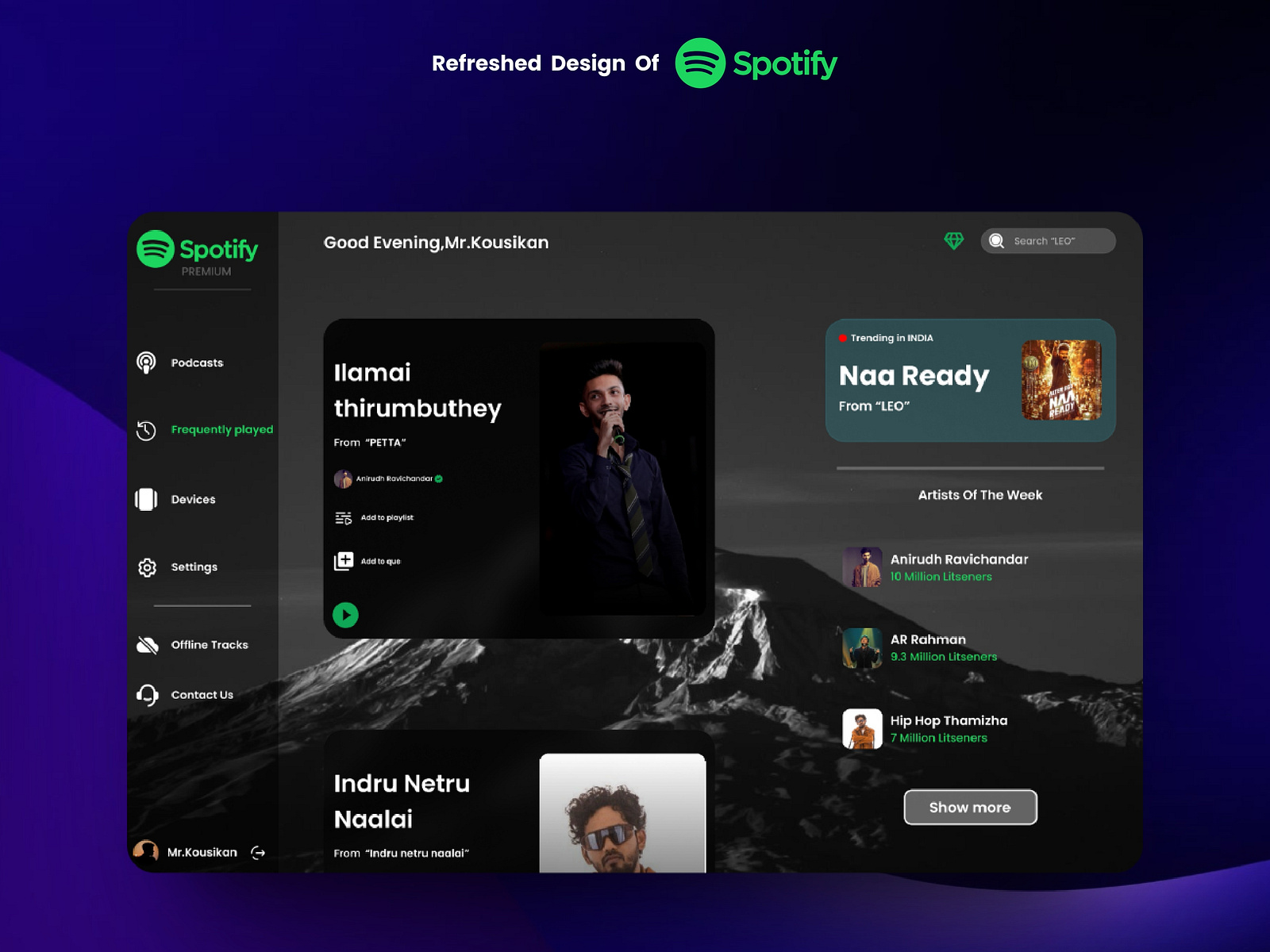 Spotify UI Recreated by Splendid designs on Dribbble