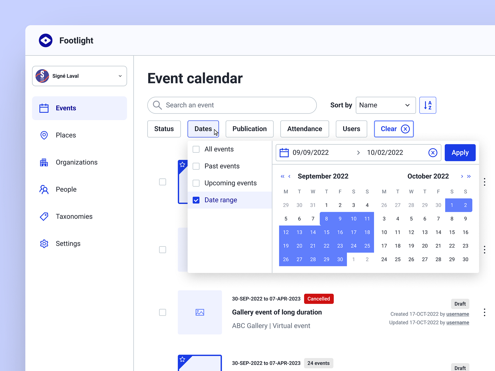 Date Filter by Stéphanie Giroux on Dribbble