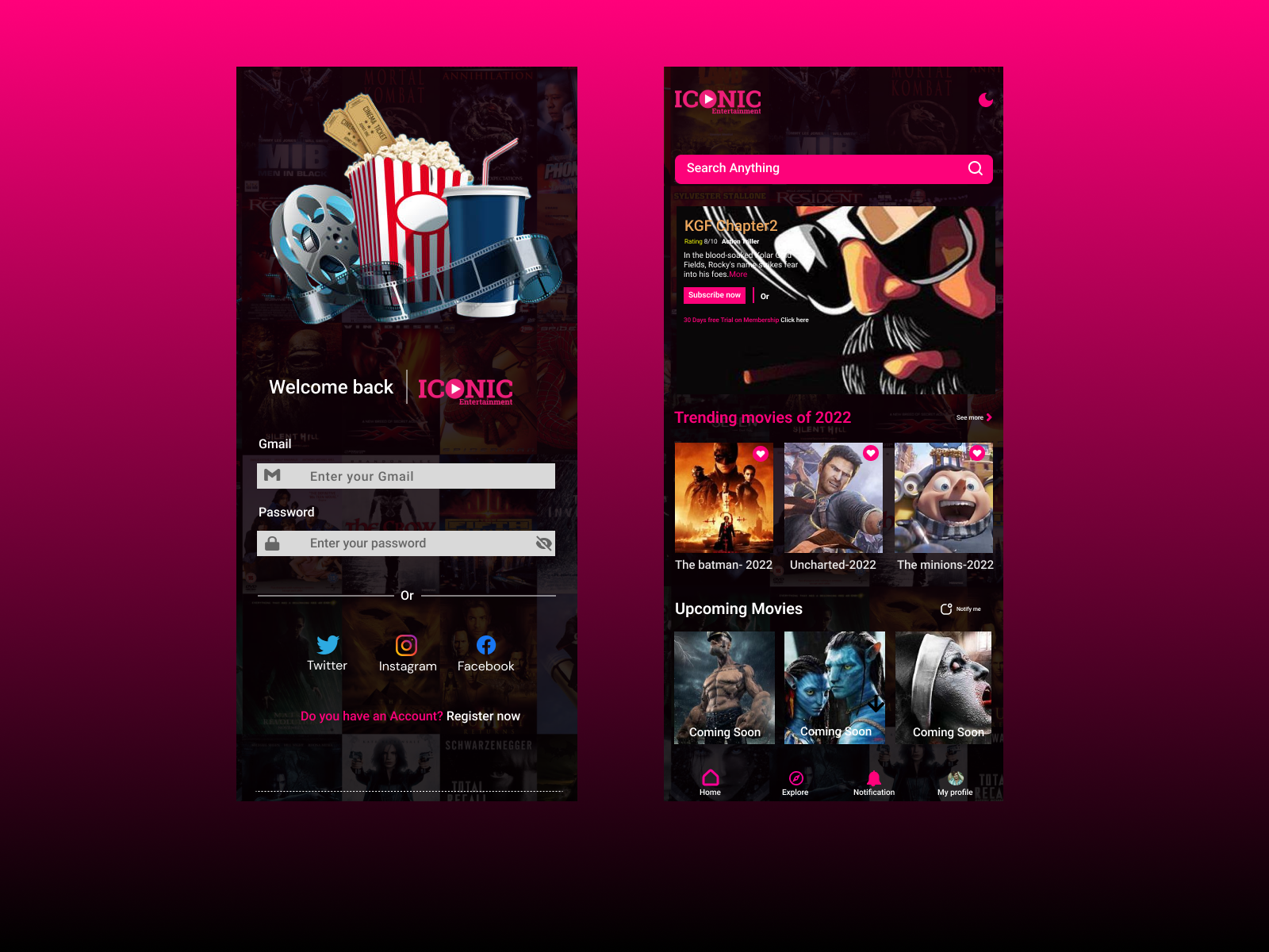 Iconic entertainment - Movie app concept by Omkar Mahadik on Dribbble
