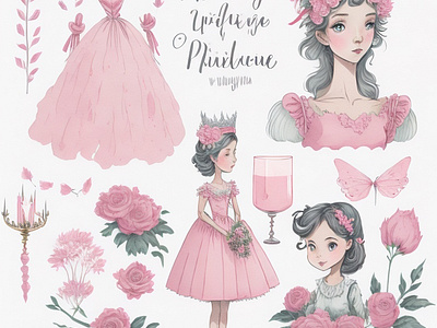 Pink Princess Clipart by qrownie on Dribbble
