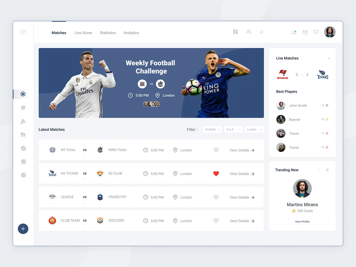 Browse thousands of Dashboard Football images for design inspiration ...