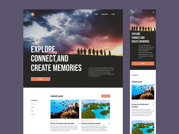 Home page - Adventure website by Hairul Huda on Dribbble
