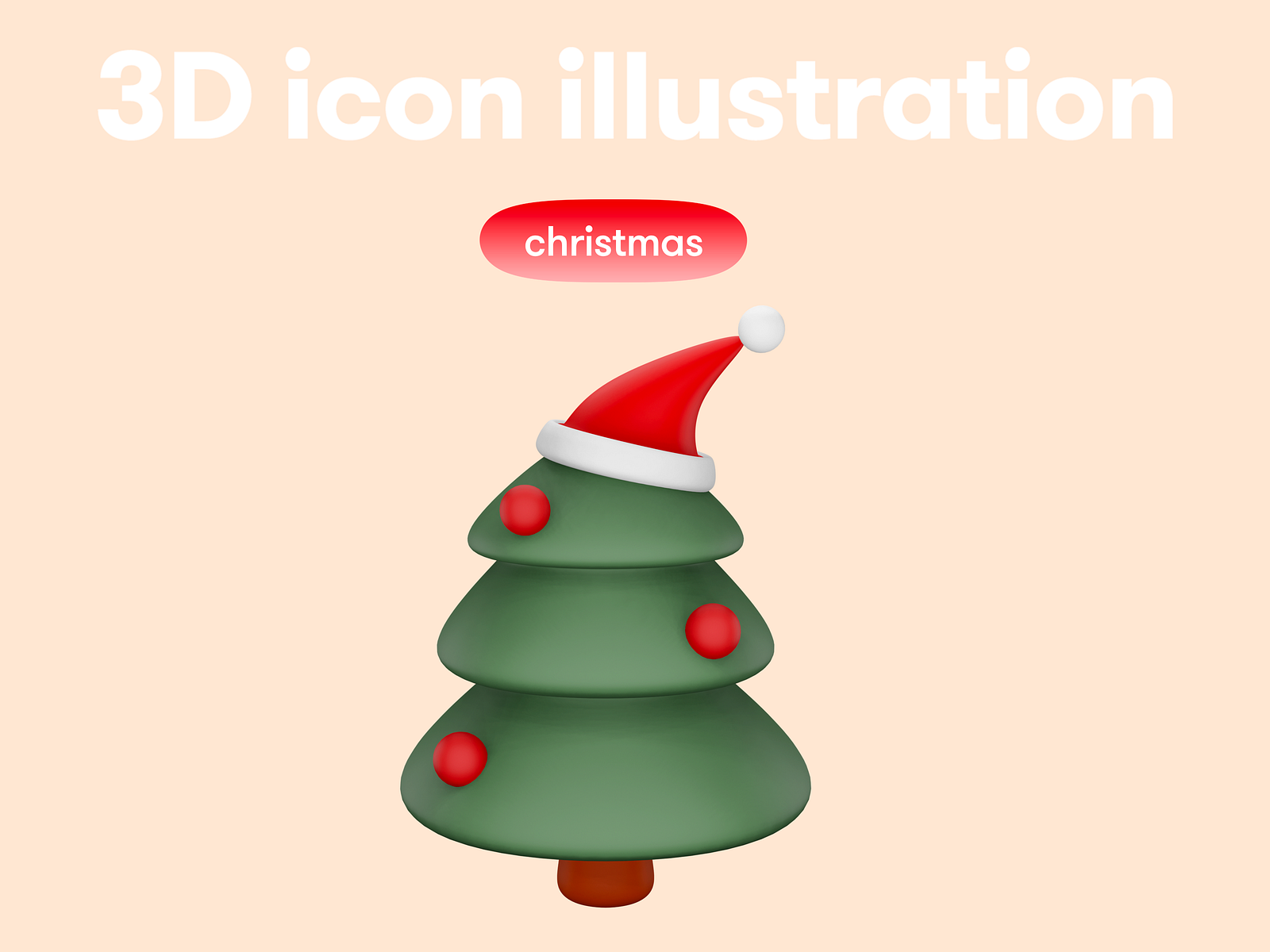 Christmas 3D icon - tree in hat by EugeneT on Dribbble