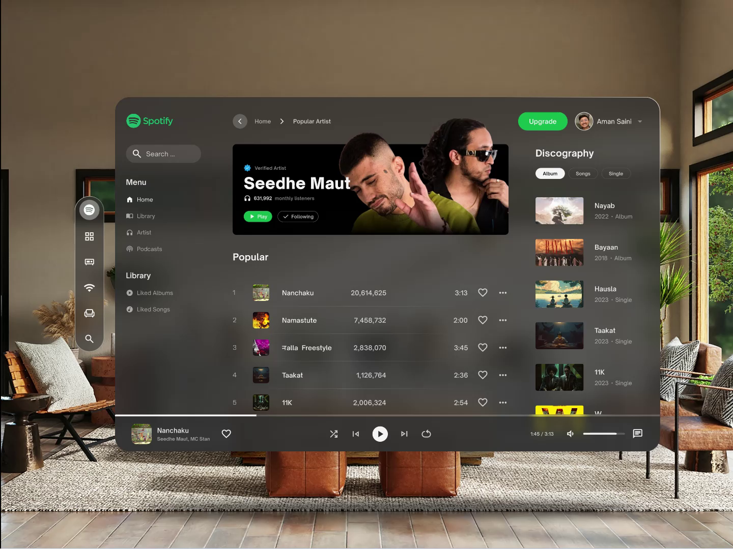 Spotify Spatial UI Concept | Day 15 | Build 2.0 by Aman Saini on Dribbble