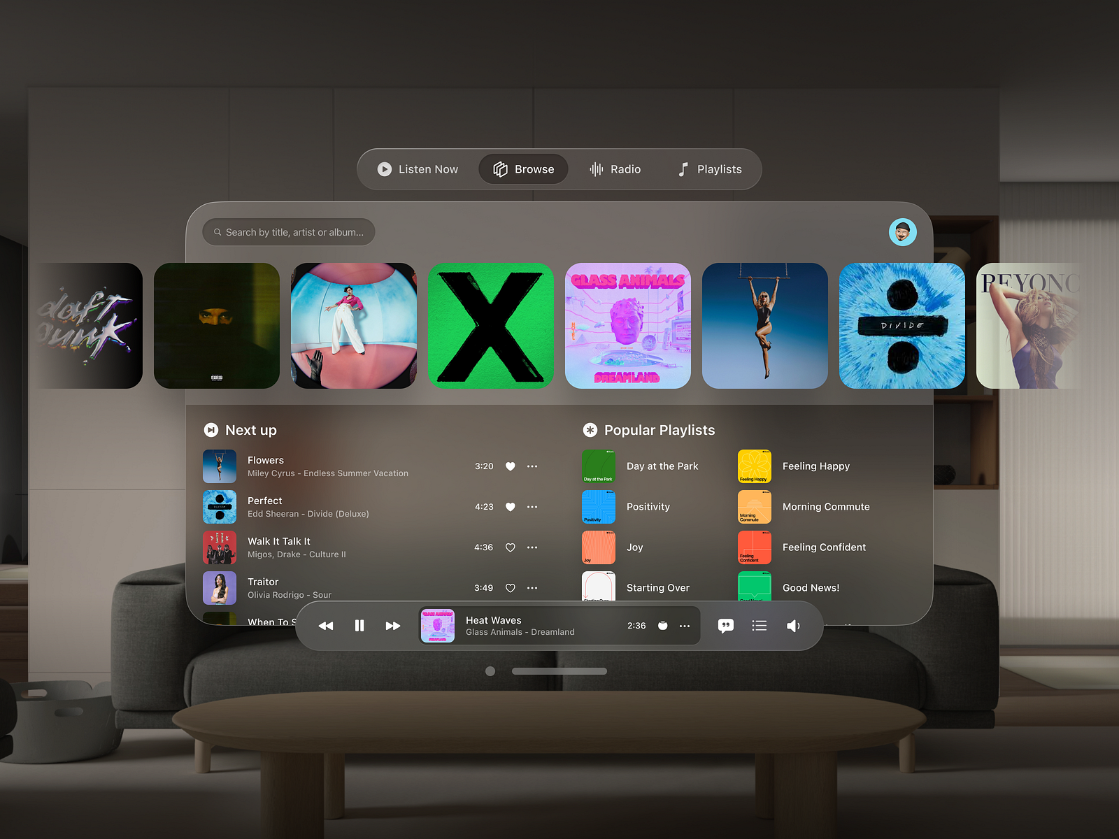 Vision Pro Music Player by Filip Legierski for Riotters on Dribbble
