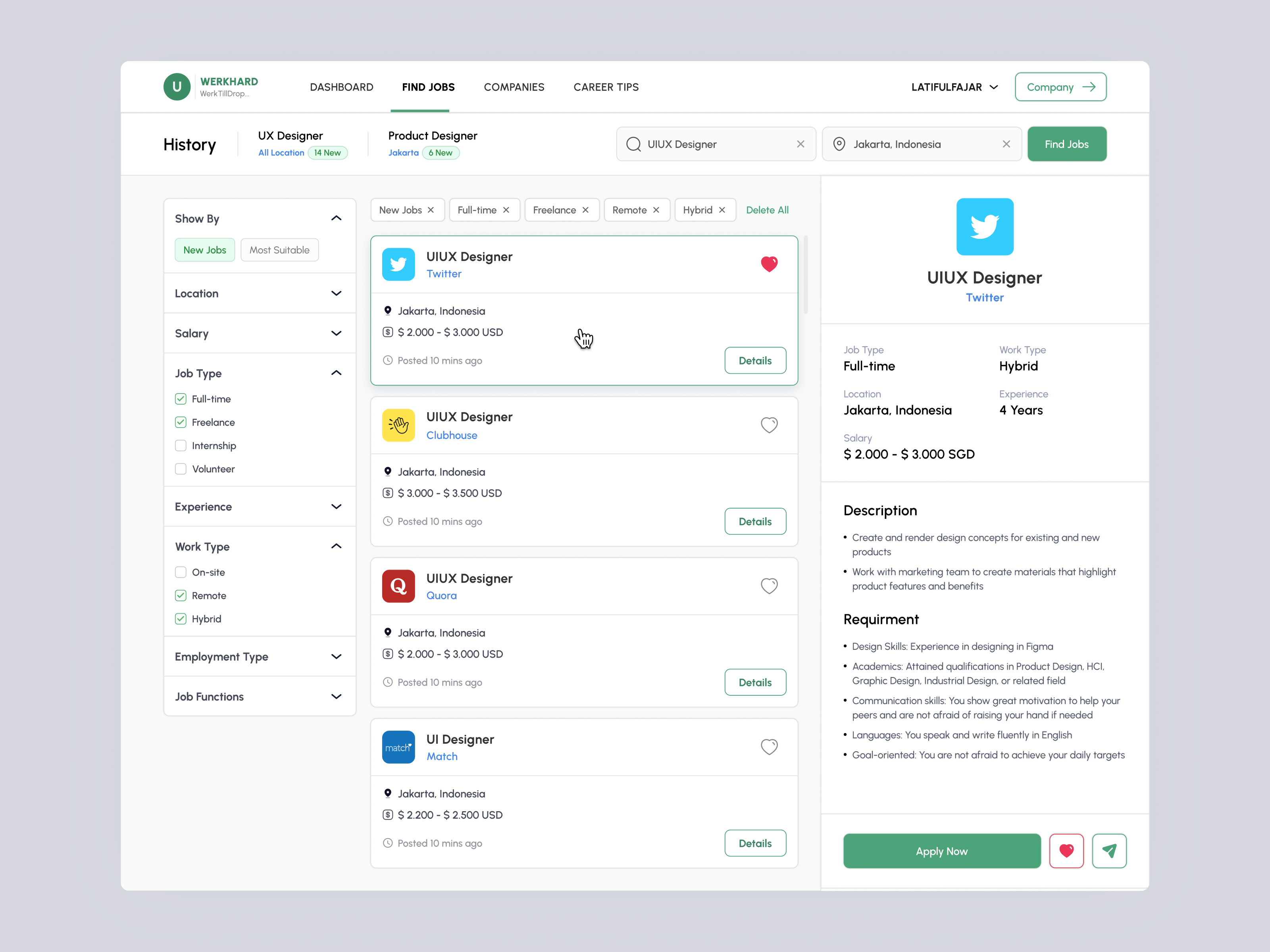 Dashboard - Job Search Platform by Latiful Fajar 👐 for 10am Studio on ...