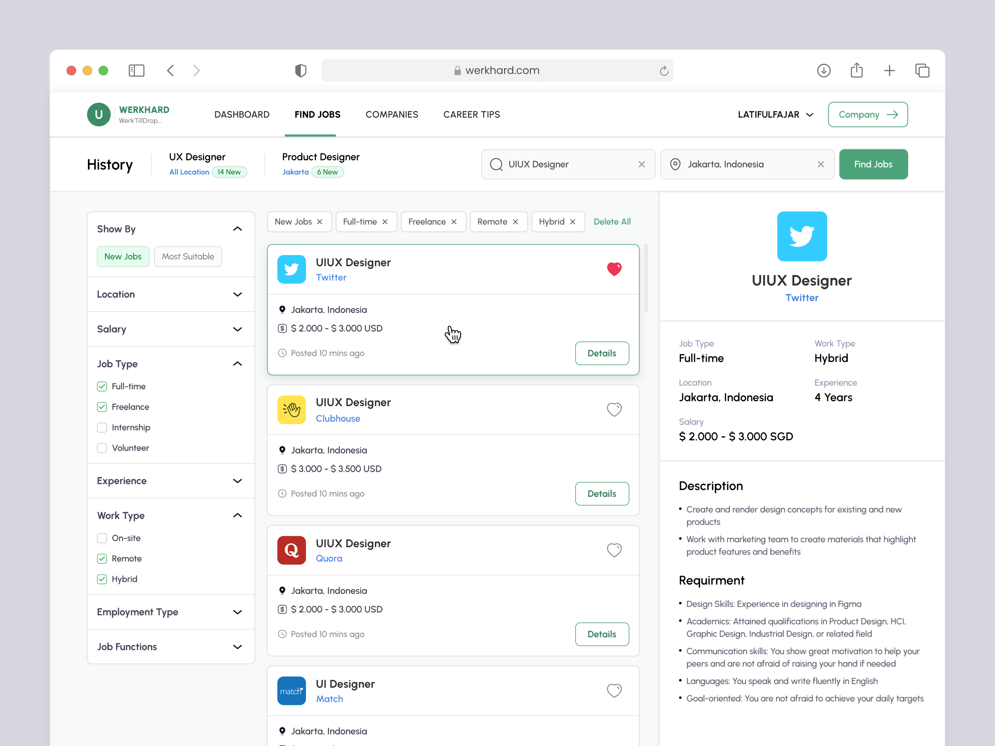 Dashboard - Job Search Platform by Latiful Fajar on Dribbble