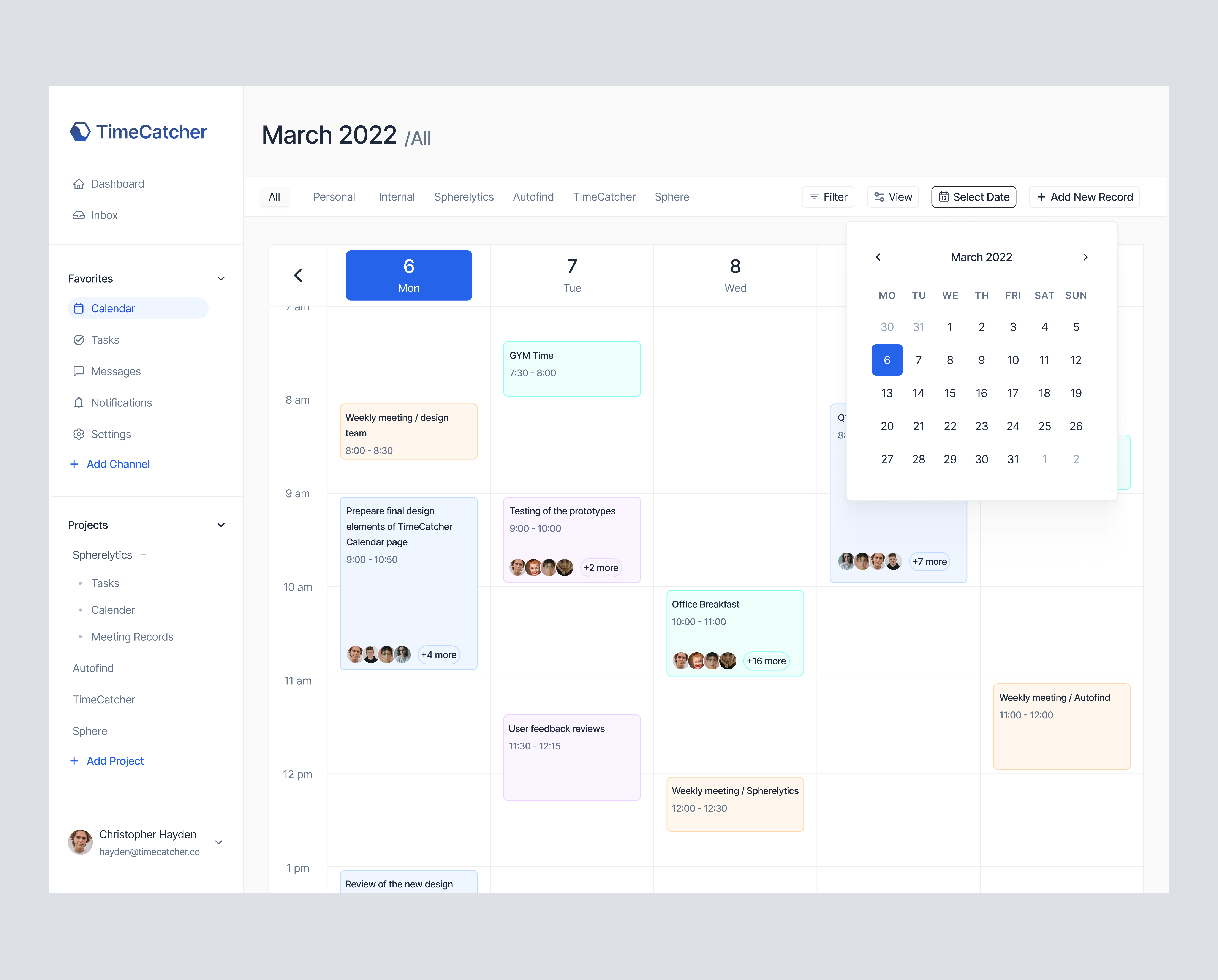 Calendar Page Design - TimeCatcher by Attila Enes Kayabaşı on Dribbble