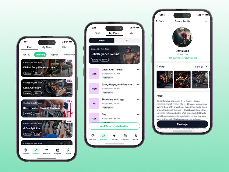 Gym app design by Apptix.io on Dribbble