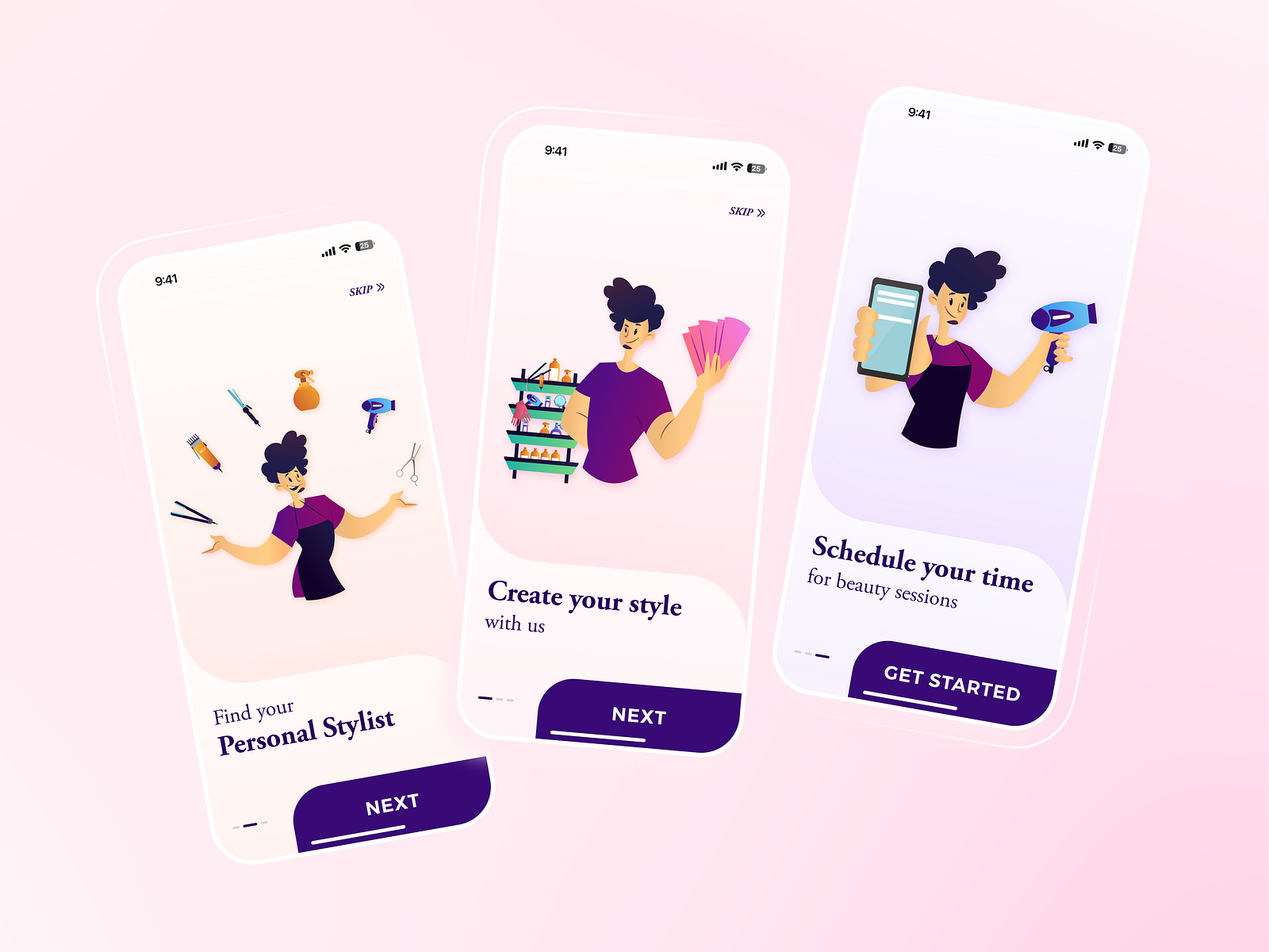 Beauty Salon App Onboarding Screen Ui Design By Pratik Poriya On Dribbble