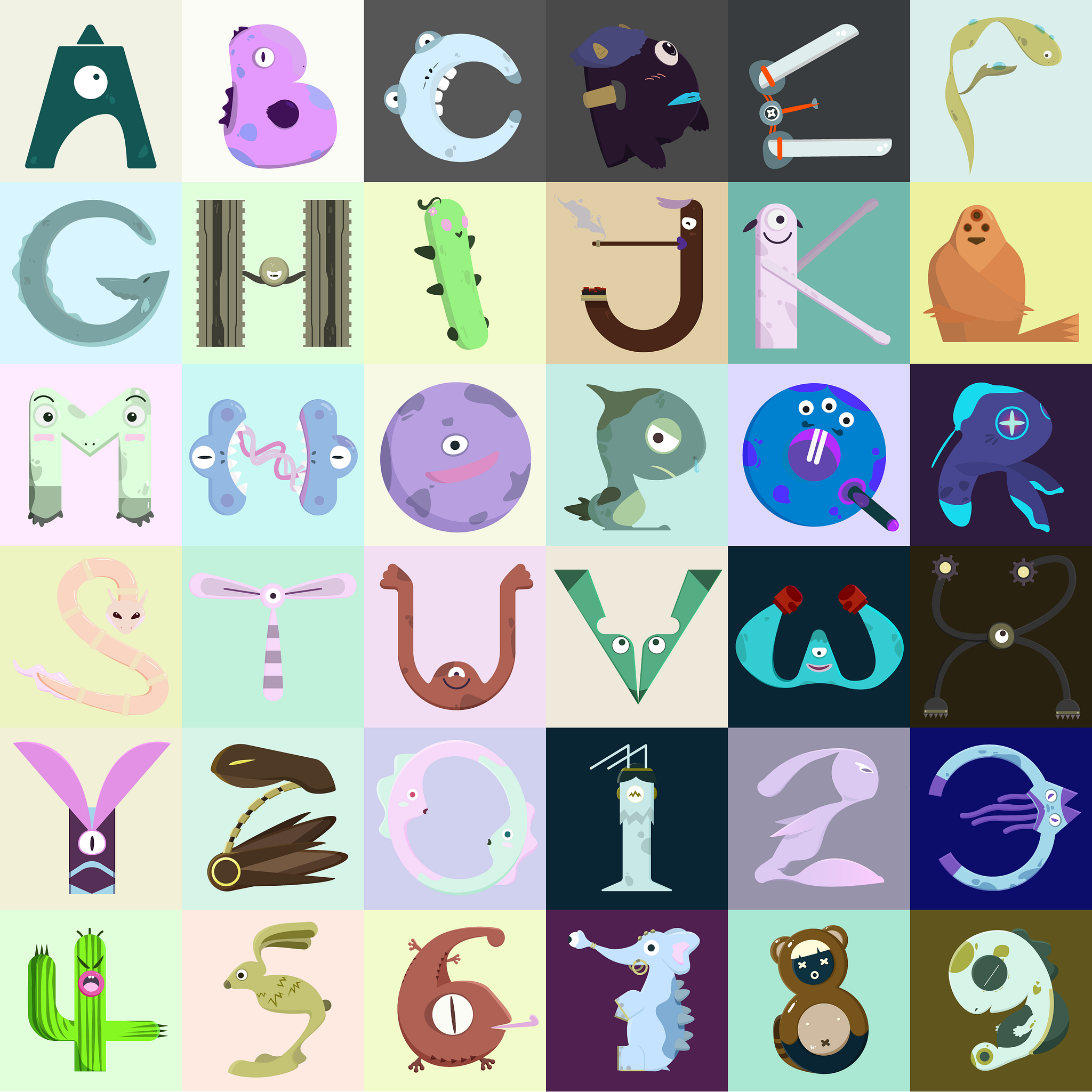 36 Days of Type | Imaginary Creatures by Jenny I Lee on Dribbble