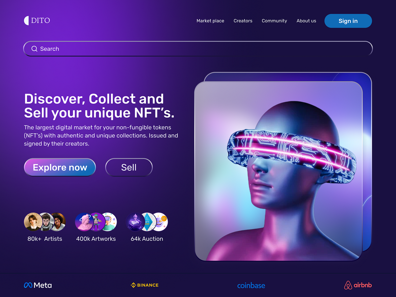 DITO NFT HERO SECTION by Olajumoke Adeoyo on Dribbble