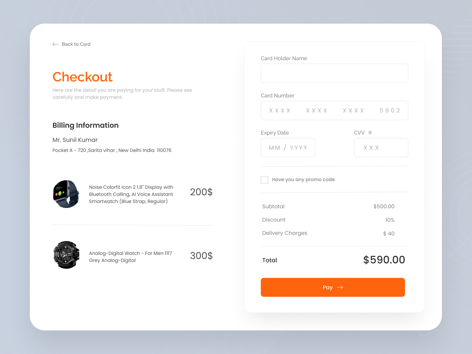 Credit Card Checkout Page by Sunil kumar on Dribbble