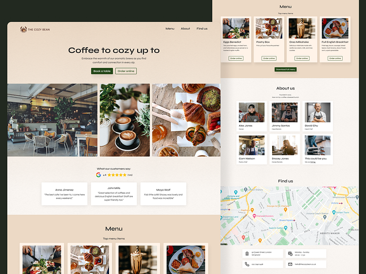 The Cozy Bean Cafe Website Design by Lyla Pitajen on Dribbble