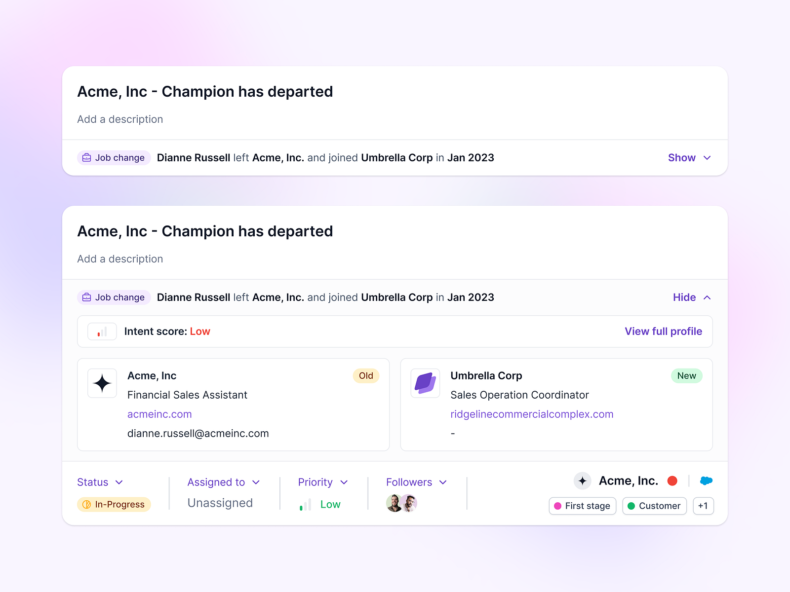 Job change alert by Eugen Eşanu on Dribbble
