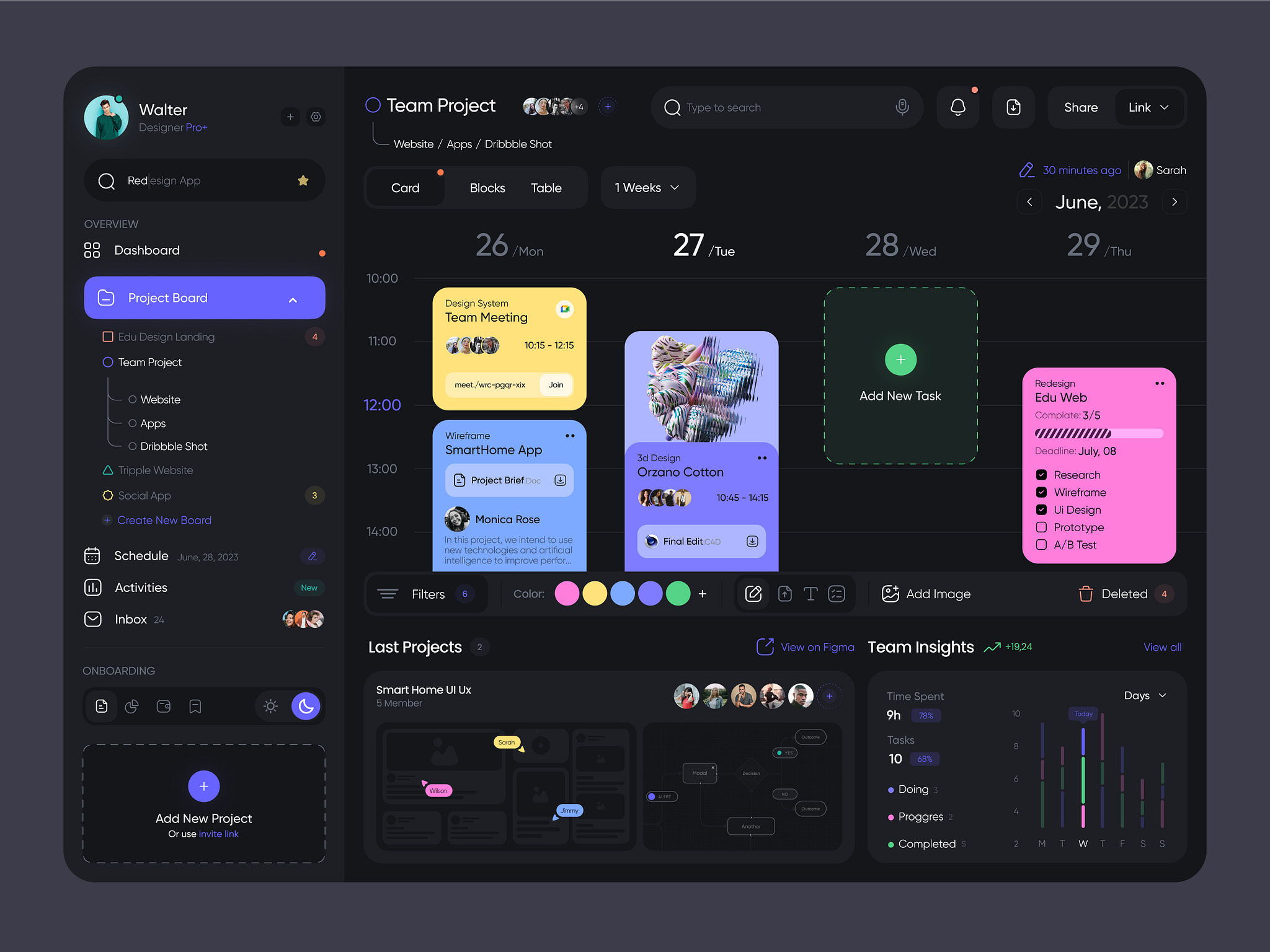 Task and Project Management Dashboard by Bogdan Falin for QClay on Dribbble