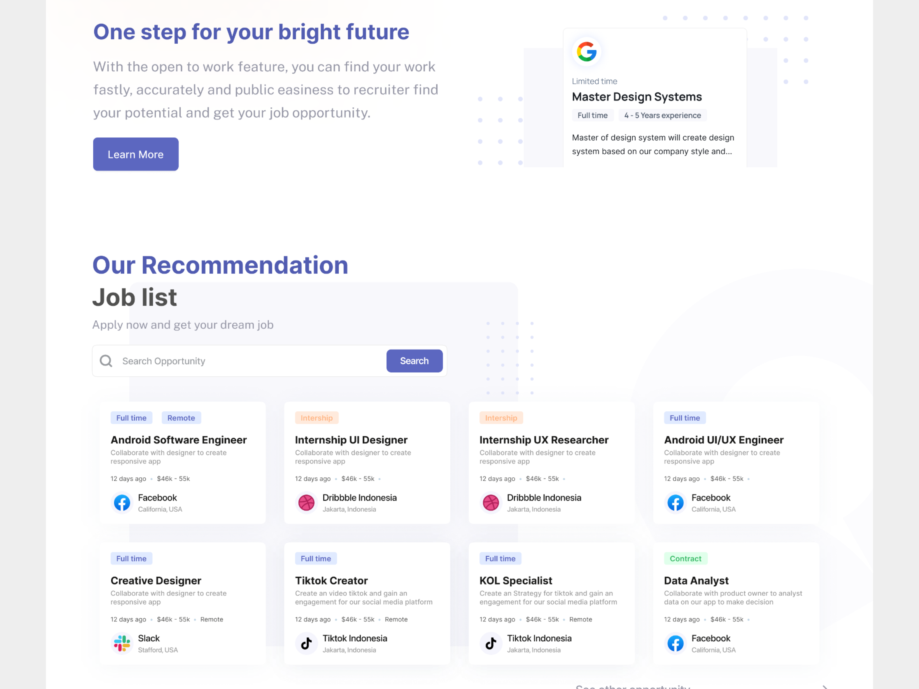 Letswork - Job Portal Landing Page UI by Hisyam Hawari for Matriks ...