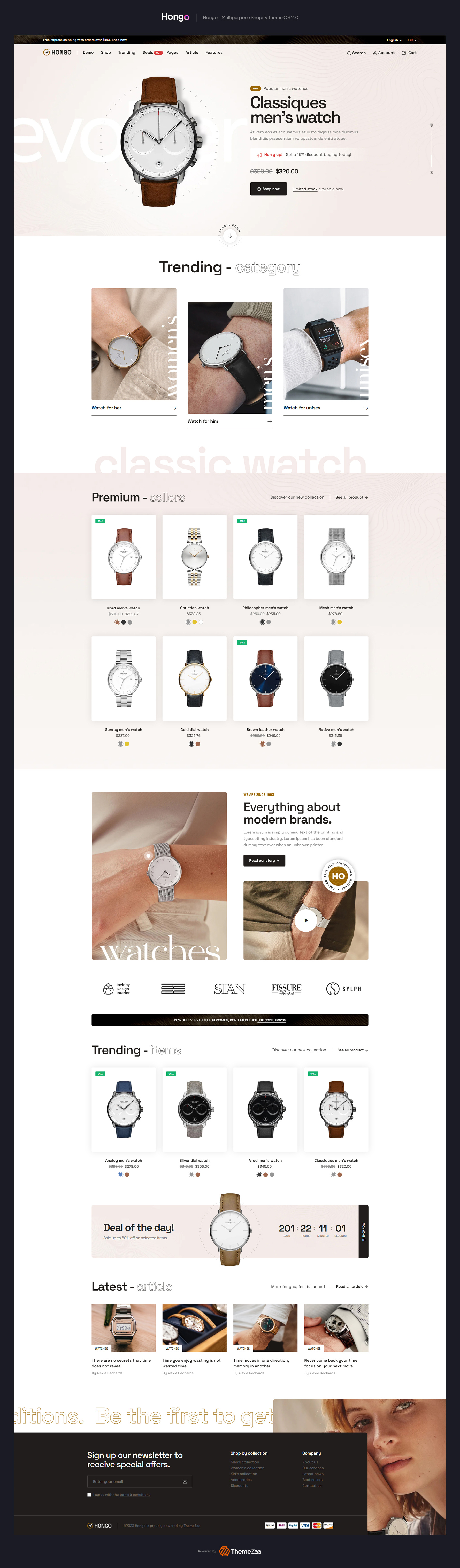 Hongo - Multipurpose Shopify Theme - Watch Store by LinkSture on Dribbble